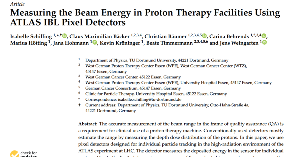 Measuring the Beam Energy in Proton Therapy Facilities Using ATLAS IBL ...