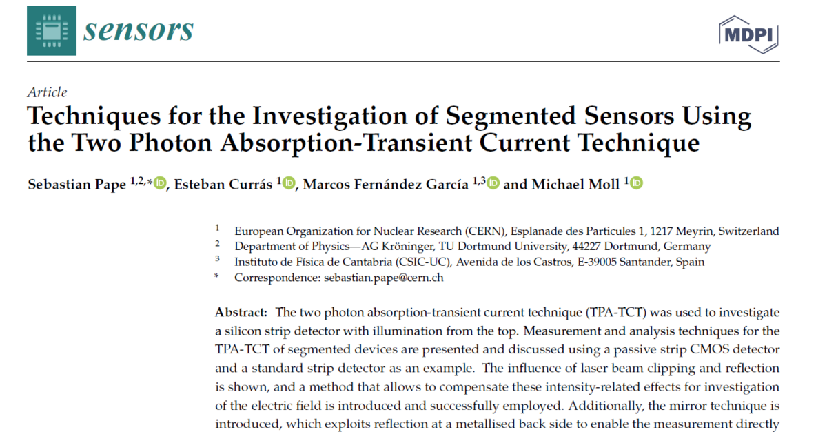 Techniques for the Investigation of Segmented Sensors Using the Two ...