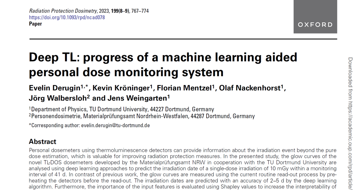 Deep TL: progress of a machine learning aided personal dose monitoring ...
